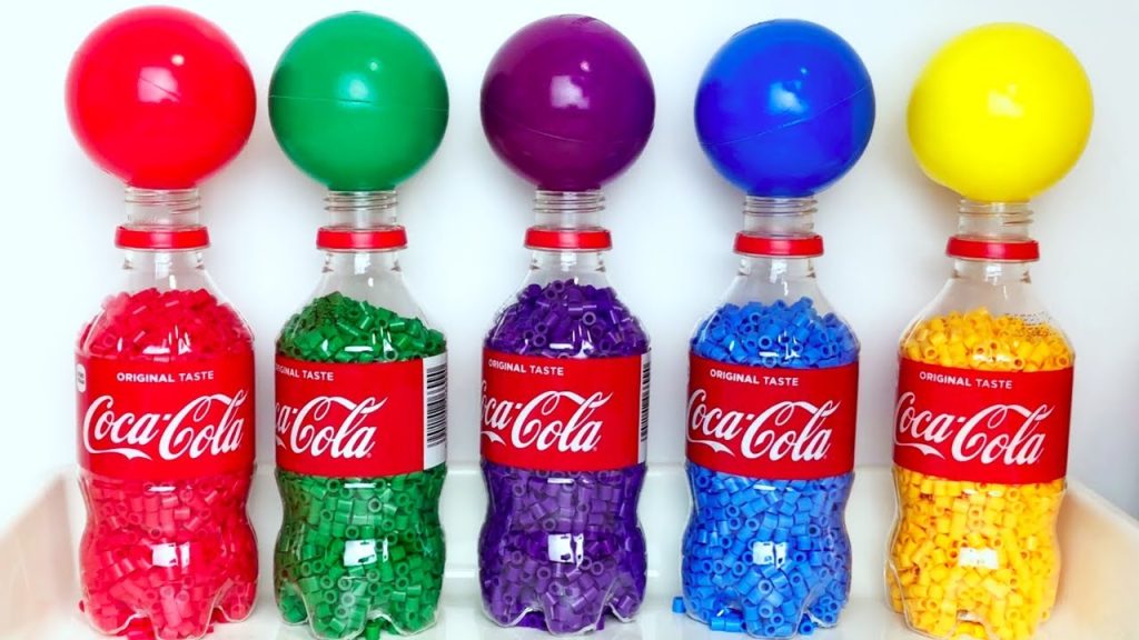 Learn Colors with Coca-Cola Beads Bottles Balls - Youtube Kids
