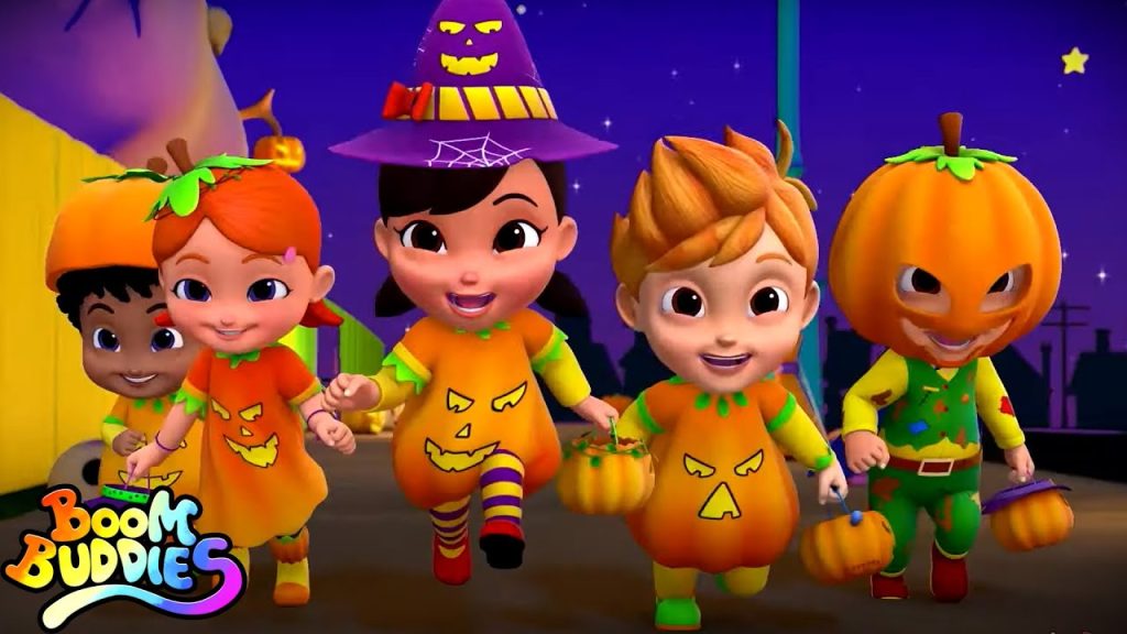 five little pumpkins sitting on a gate - Youtube Kids